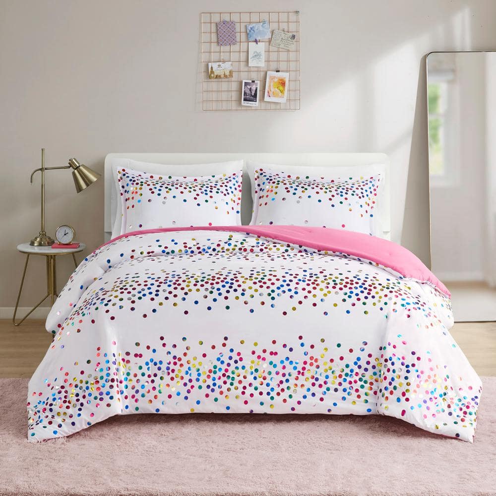 Intelligent Design Cora Polyester 3-Pcs White Full/Queen Rainbow ...