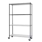 TRINITY PRO Black 4-Tier Rolling Steel Wire Garage Storage Shelving ...