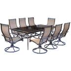 Hanover Monaco 7-Piece Aluminum Outdoor Dining Set with Rectangular ...