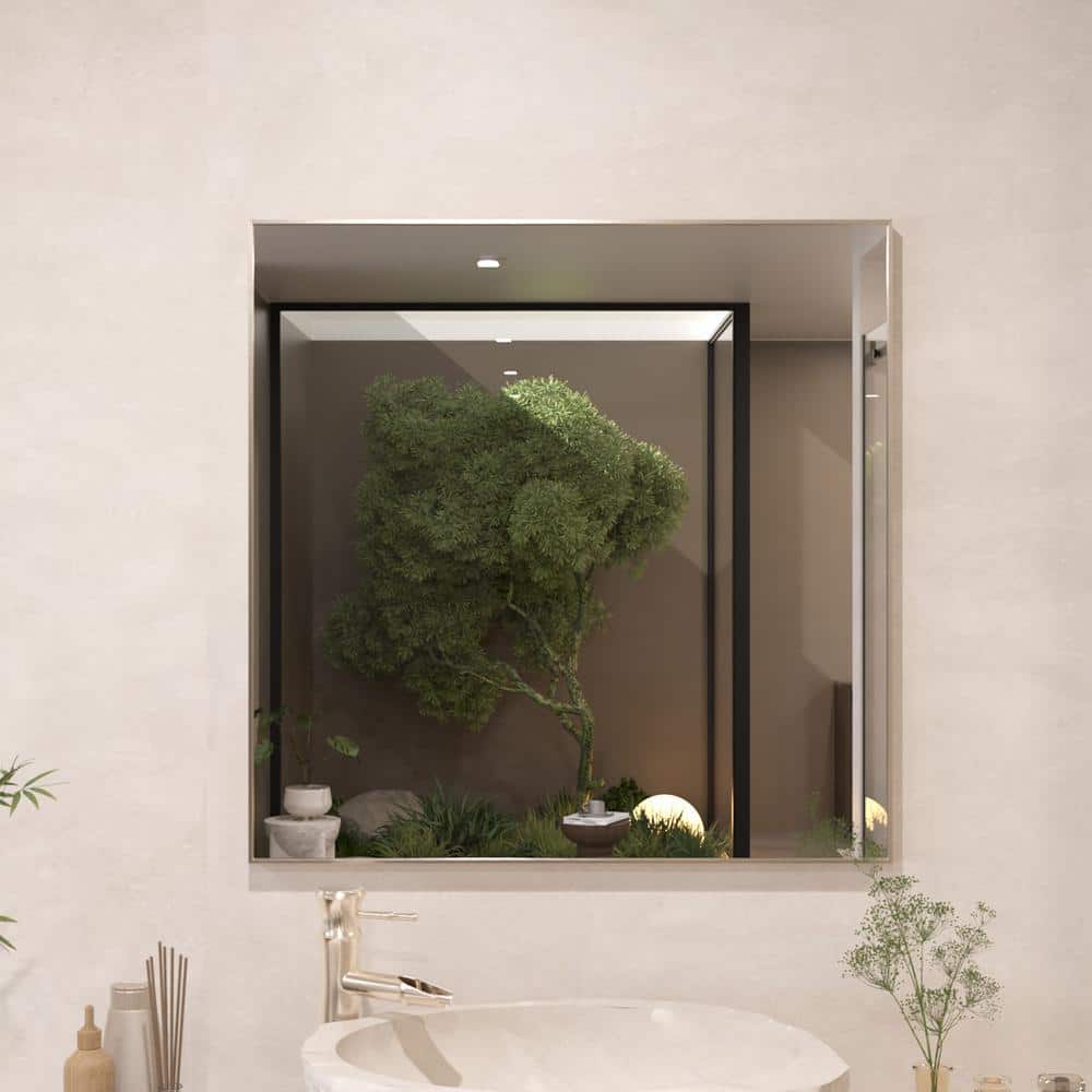 JimsMaison 30 in. W x 30 in. H Square Aluminum Framed Wall Bathroom ...
