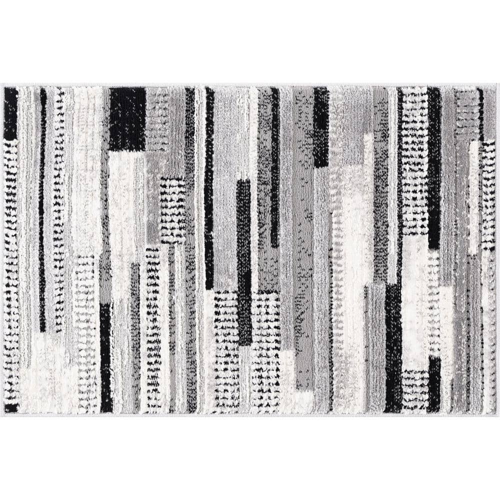 Tayse Rugs Alpha Gray 2 ft. x 3 ft. Abstract Indoor Area Rug ALH1609 ...