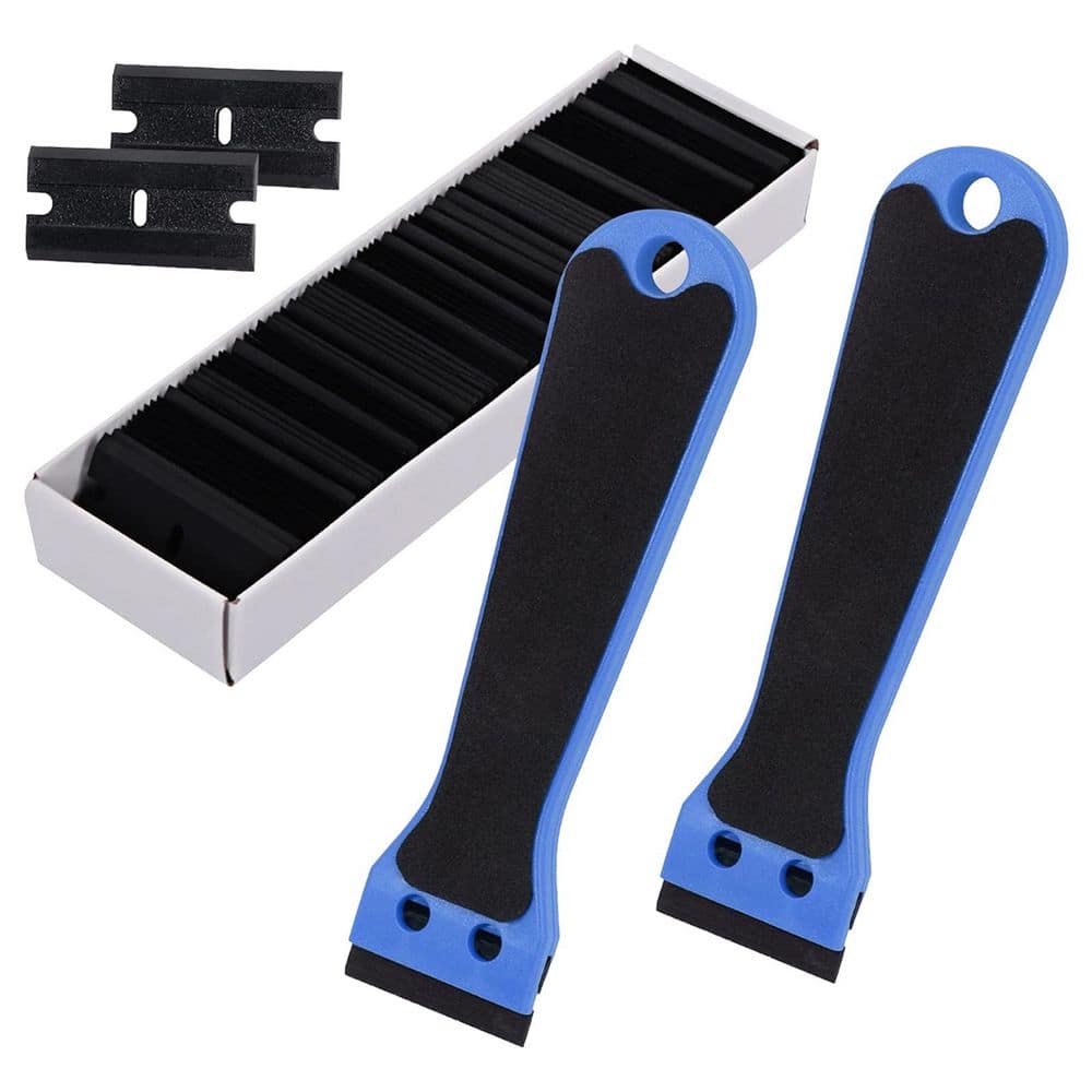 2-Piece Long Handle Plastic Razor Blade Scraper Tool Kit for Adhesive ...