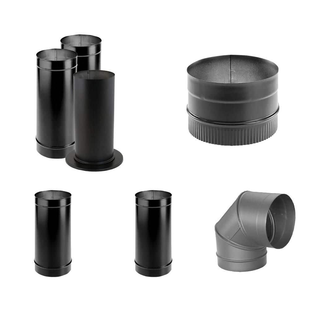 DuraVent DuraBlack 6 in. Stovepipe Kit, Stovetop Adapter, 48 in. and 24 ...