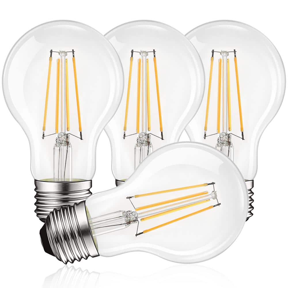 LUXRITE 60-Watt Equivalent, A19 LED Light Bulbs Clear Glass Filament ...
