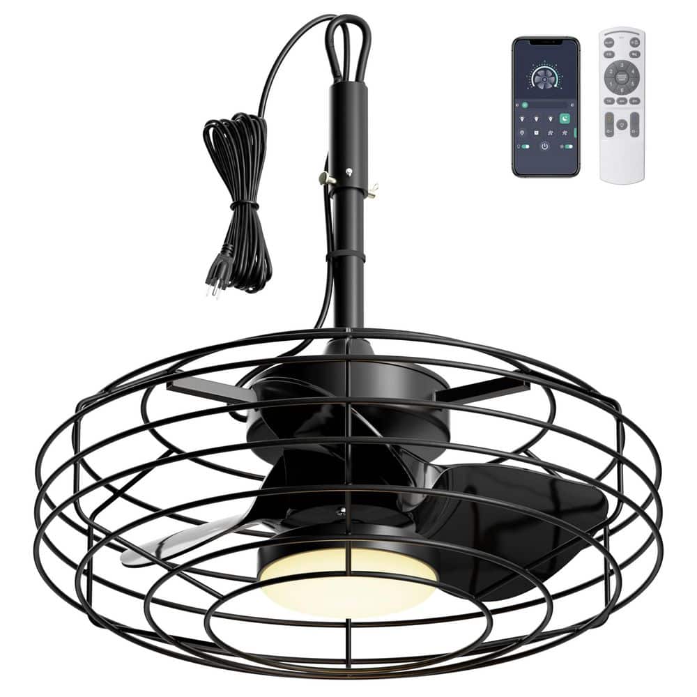 OGETFUUR 20 in. x 20 in. Outdoor Ceiling Fans with Light, Wet Rated ...
