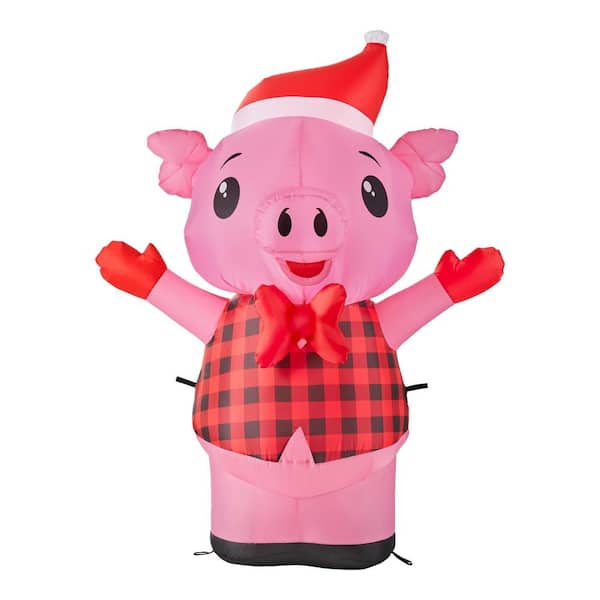 Home Accents Holiday 3.5 ft Pre-Lit LED Airblown Pig Christmas ...