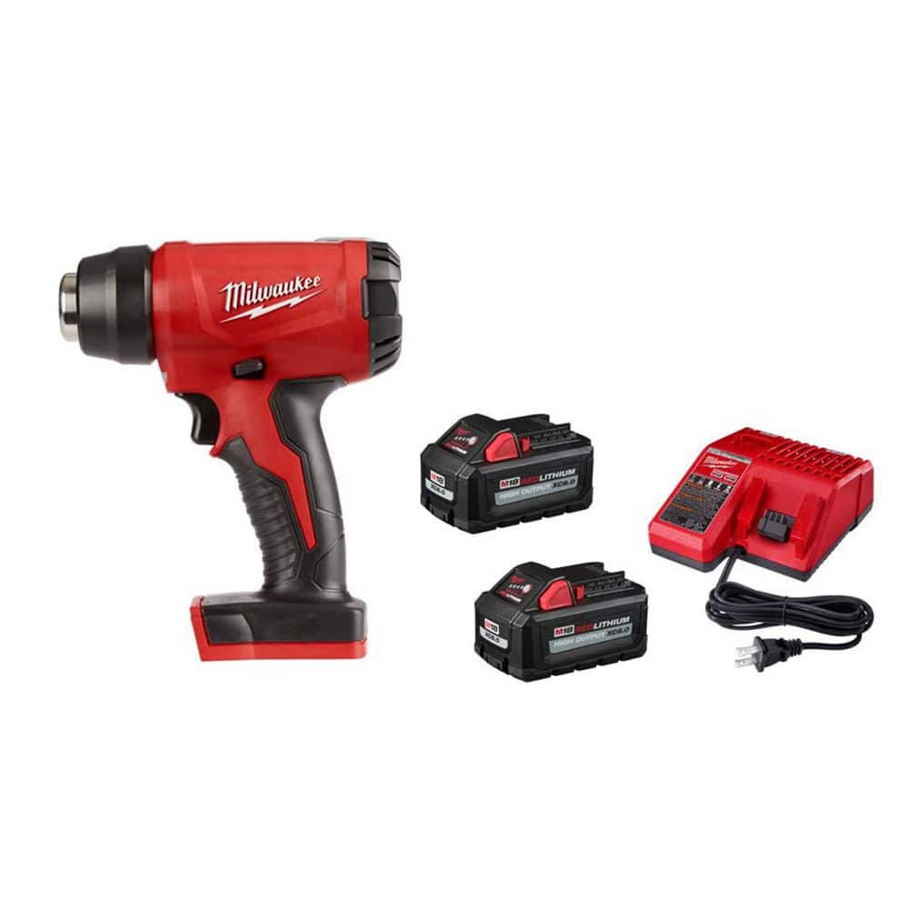 Milwaukee M18 18V Lithium-Ion Cordless Compact Heat Gun w/ Two 6.0 Ah ...