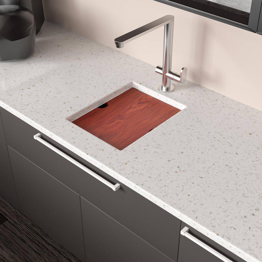 HBEZON Black Stainless Steel 15 in. Single Bowl Undermount Workstation ...