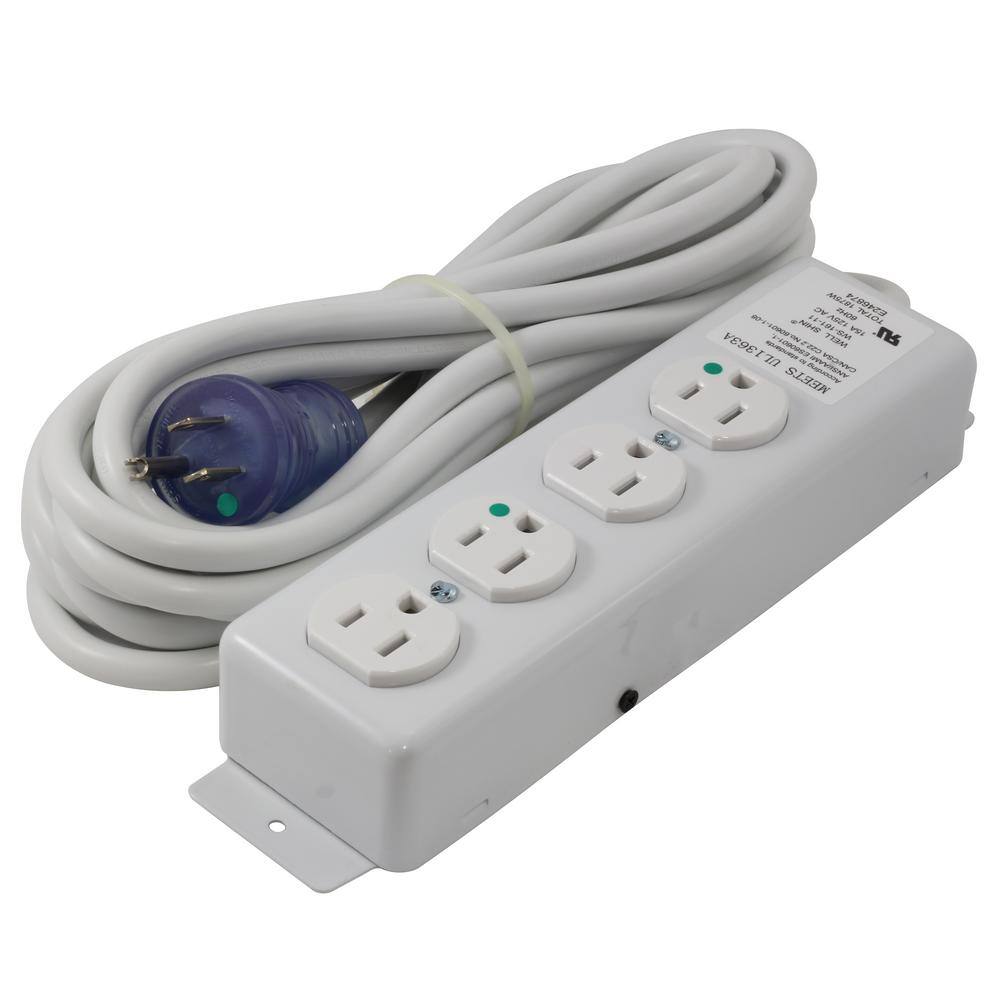 AC WORKS 15FT 15A 14/3 Medical/Hospital Grade Power Strip with 4 ...