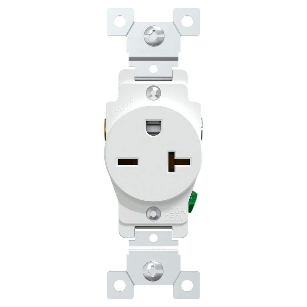 Square D 20 Amp 250-Volt Heavy Duty Single Outlet, Matte White ...
