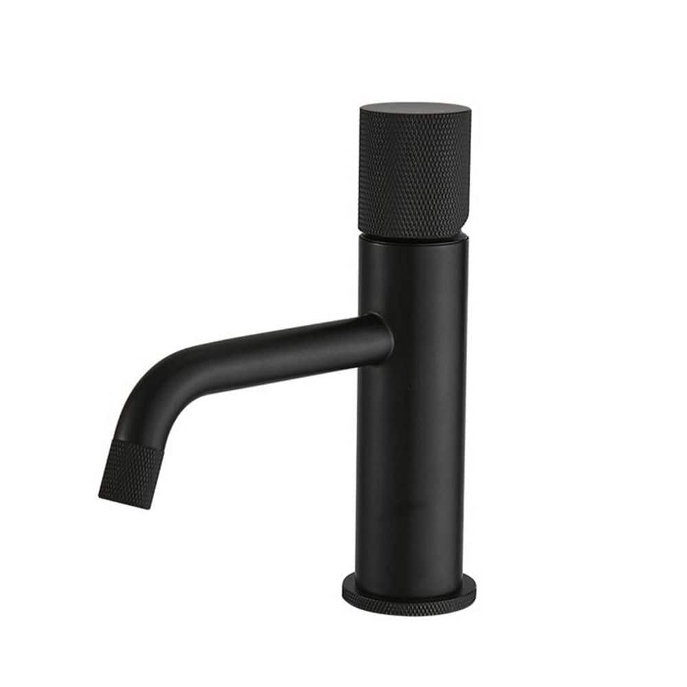FLG Single-Handle Single-Hole Bathroom Faucet with Handle in Matte ...