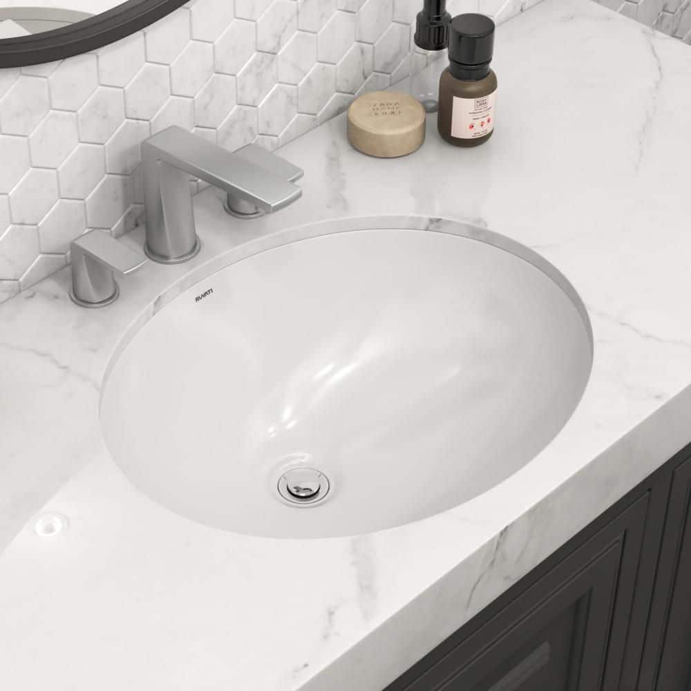 Ruvati Krona 19 in. x 16 in. Undermount Bathroom Sink in White ...