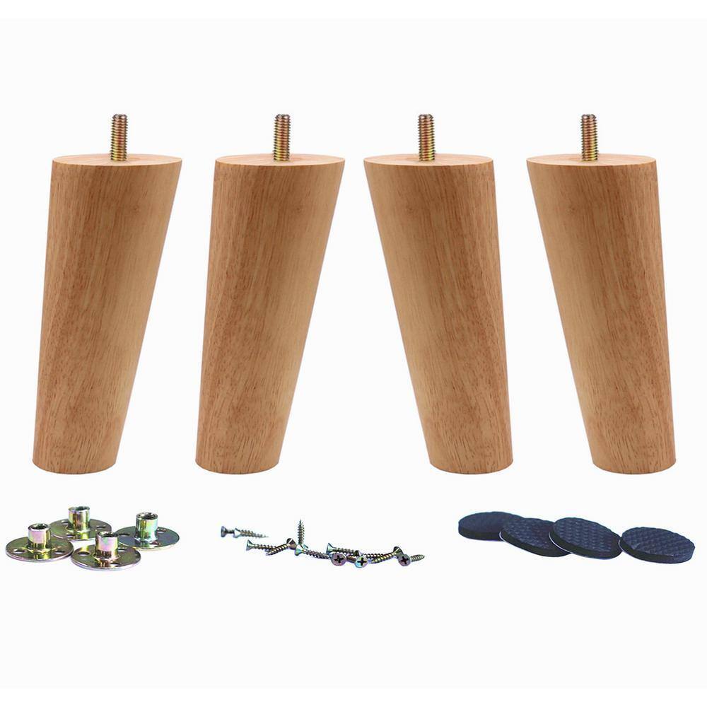 Angel Sar 6 in. Slant Round Solid Wood Replacement Furniture Wood Legs ...