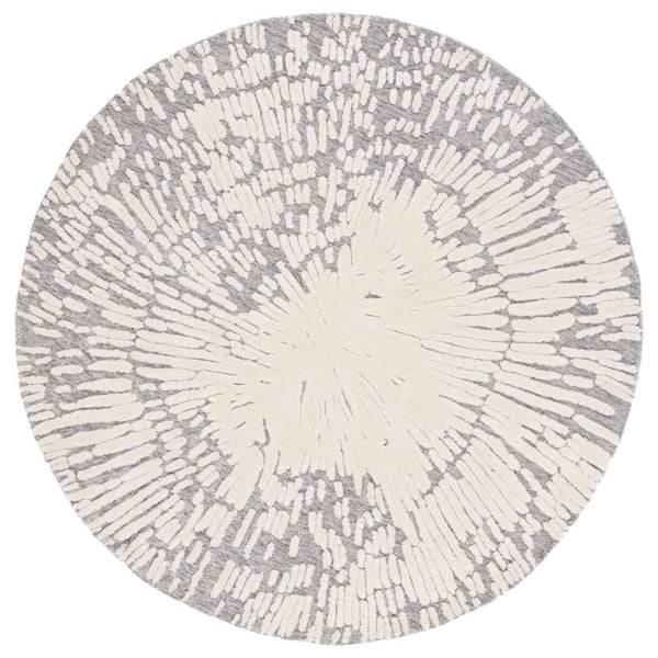 SAFAVIEH Metro 6 ft. x 6 ft. Gray/Ivory Abstract Star Round Area Rug ...