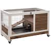 PawHut Wooden Indoor Rabbit Hutch Elevated Cage Habitat with No Leak ...