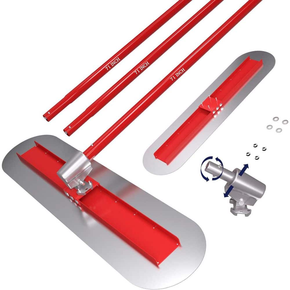 KIWDZFU 48 x 12 in. Stainless Steel Concrete Bull Float Kit Finishing Trowel Board with 3 ...