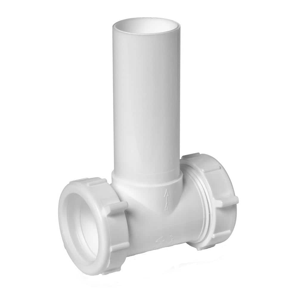 Oatey 1-1/2 in. White Plastic Sink Drain Center Outlet Waste Slip-Joint ...