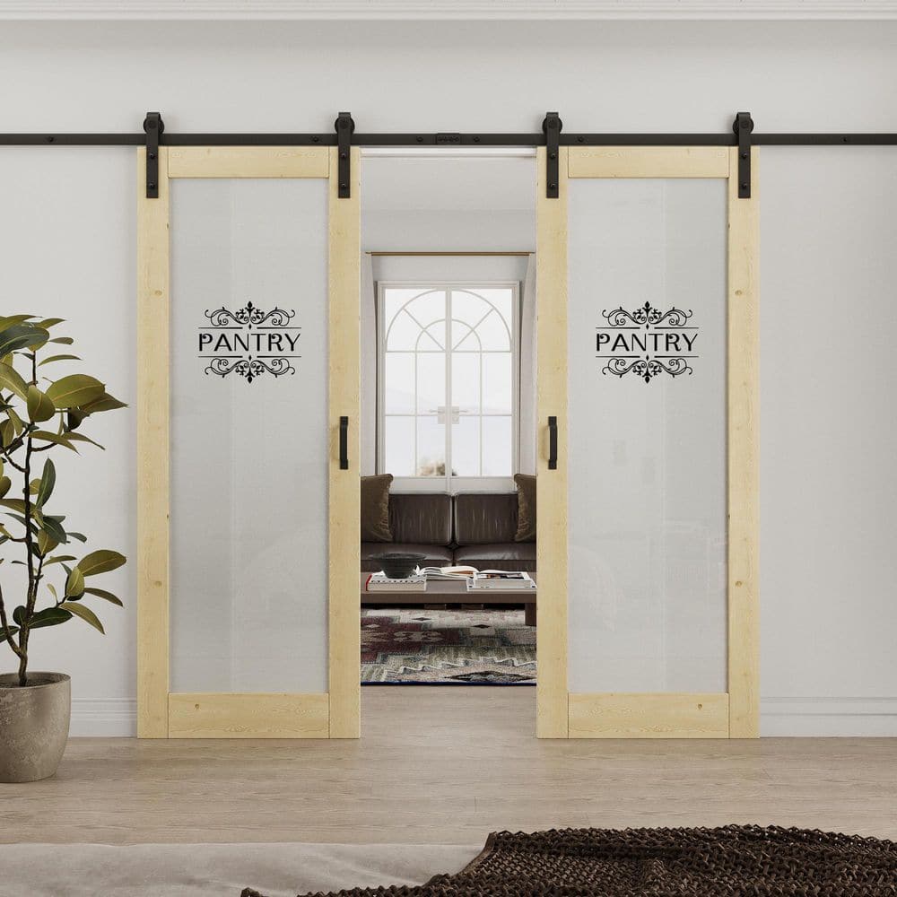 ARK DESIGN 60 in. x 80 in. 1-Lite Frosted Glass Unfinished Primed MDF ...
