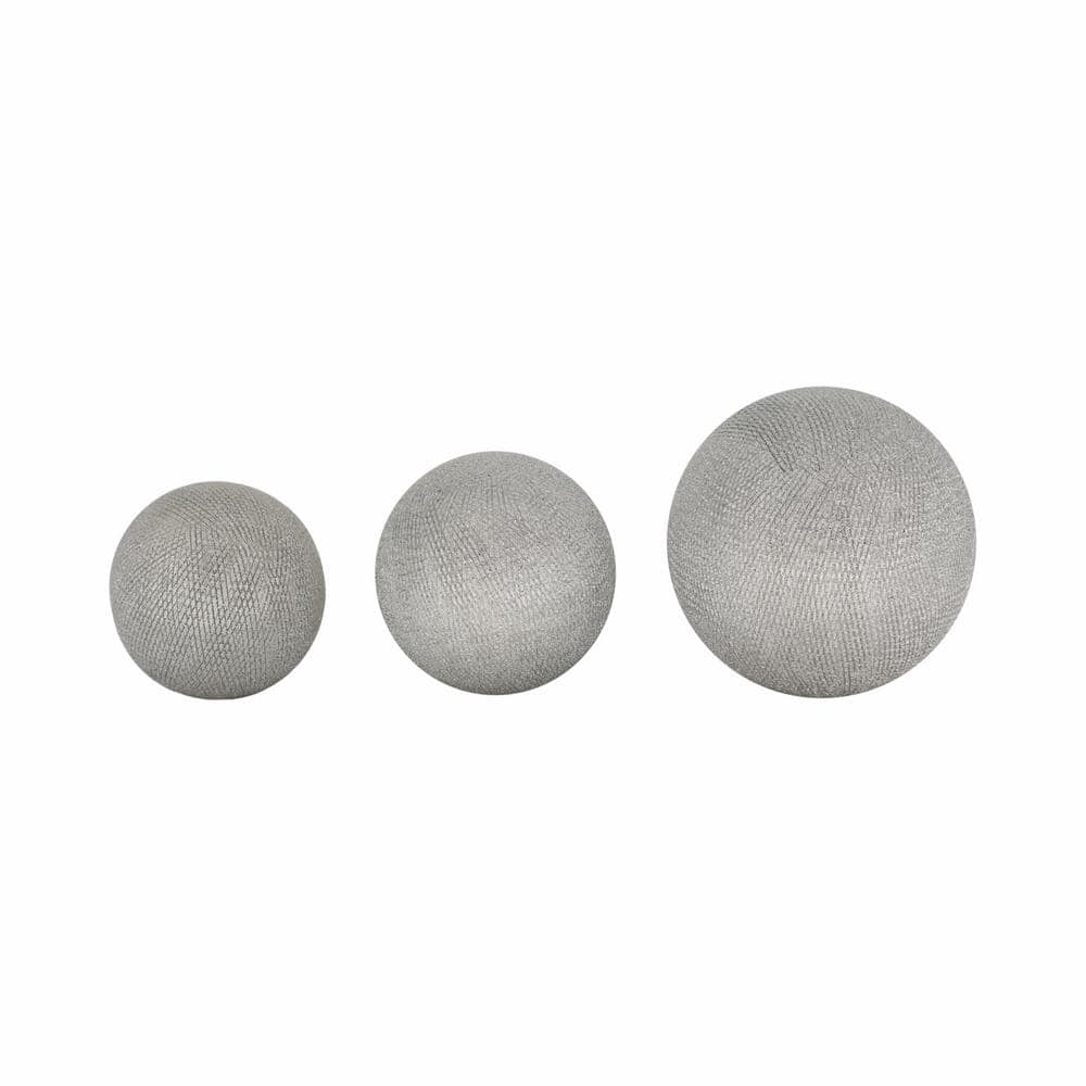 Liv & Skye Silver Ceramic Glam Round Decorative Orbs (Set of 3) 13826 ...