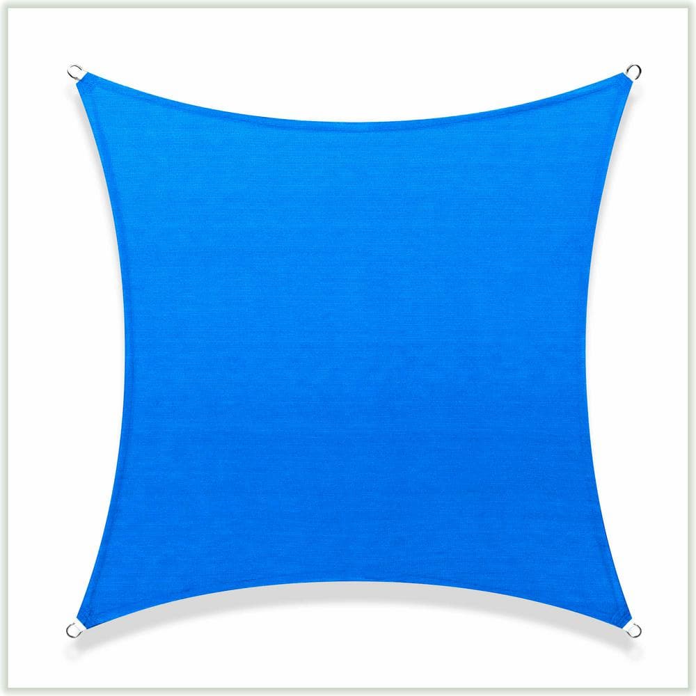 COLOURTREE 10 ft. x 10 ft. 190 GSM Blue Square Sun Shade Sail Screen ...