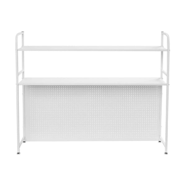 2-Tier Whites 45 in. x 39 in. Metal Office Desk Storage HDDX1X1SW8 ...