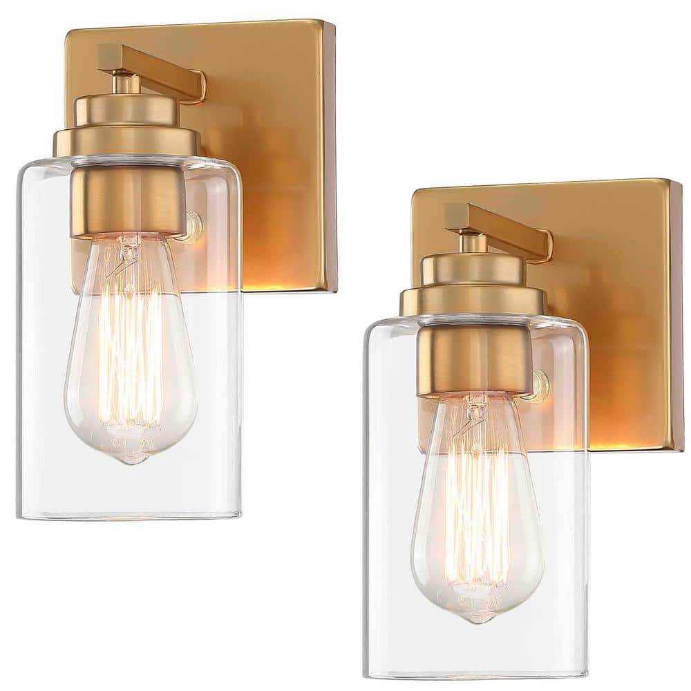 Pia Ricco 4.8 in. 1-Light Gold Wall Sconce Vanity Light With Dimmable ...