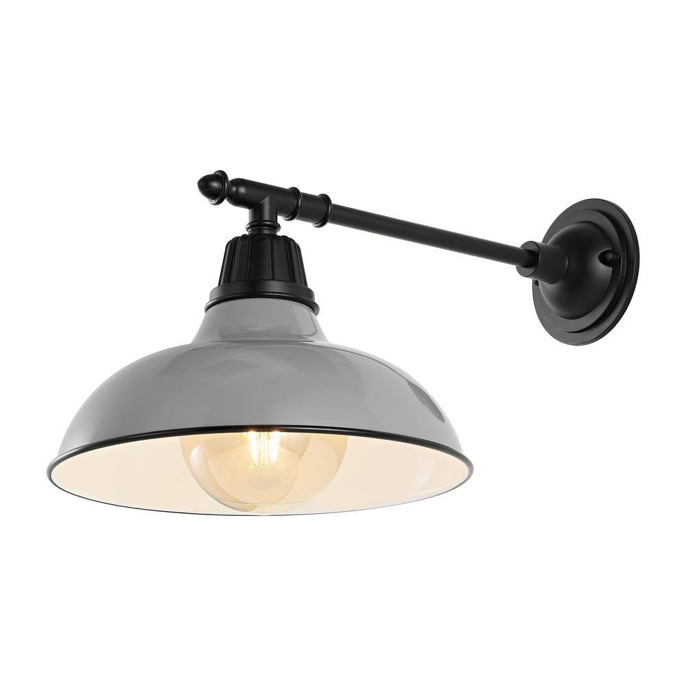 JONATHAN Y Wallace 12.25 in. Gray 1-Light Farmhouse Industrial Indoor ...
