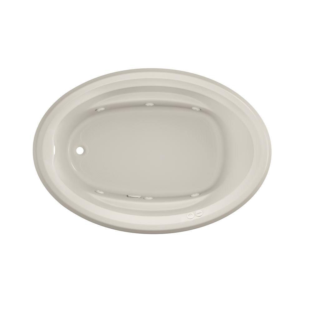 JACUZZI SIGNATURE 59 in. x 41 in. Oval Whirlpool Bathtub with Left ...