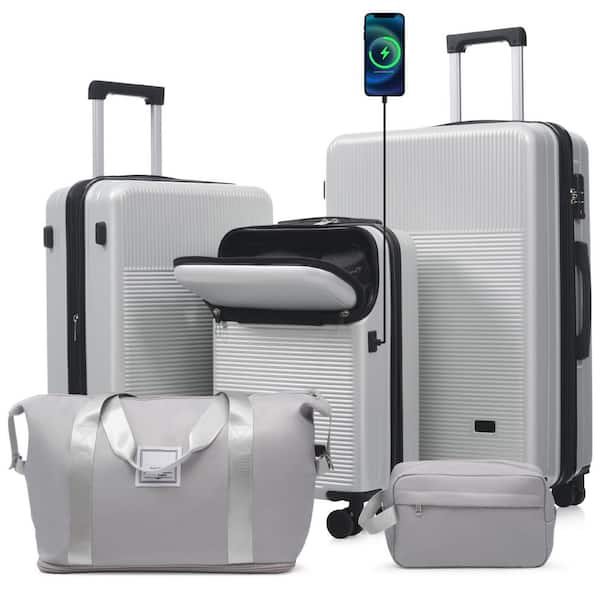 Merax 5 Bags 5-Piece Silver Expandable ABS Luggage Set with Duffel Bag ...