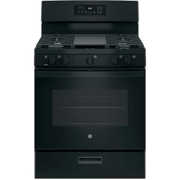 GE 5.0 cu. ft. Gas Range with Steam Cleaning Oven in Black JGBS66DEKBB ...