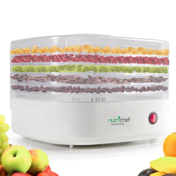 NutriChef 5-Tray White Electric Countertop Food Dehydrator Food ...