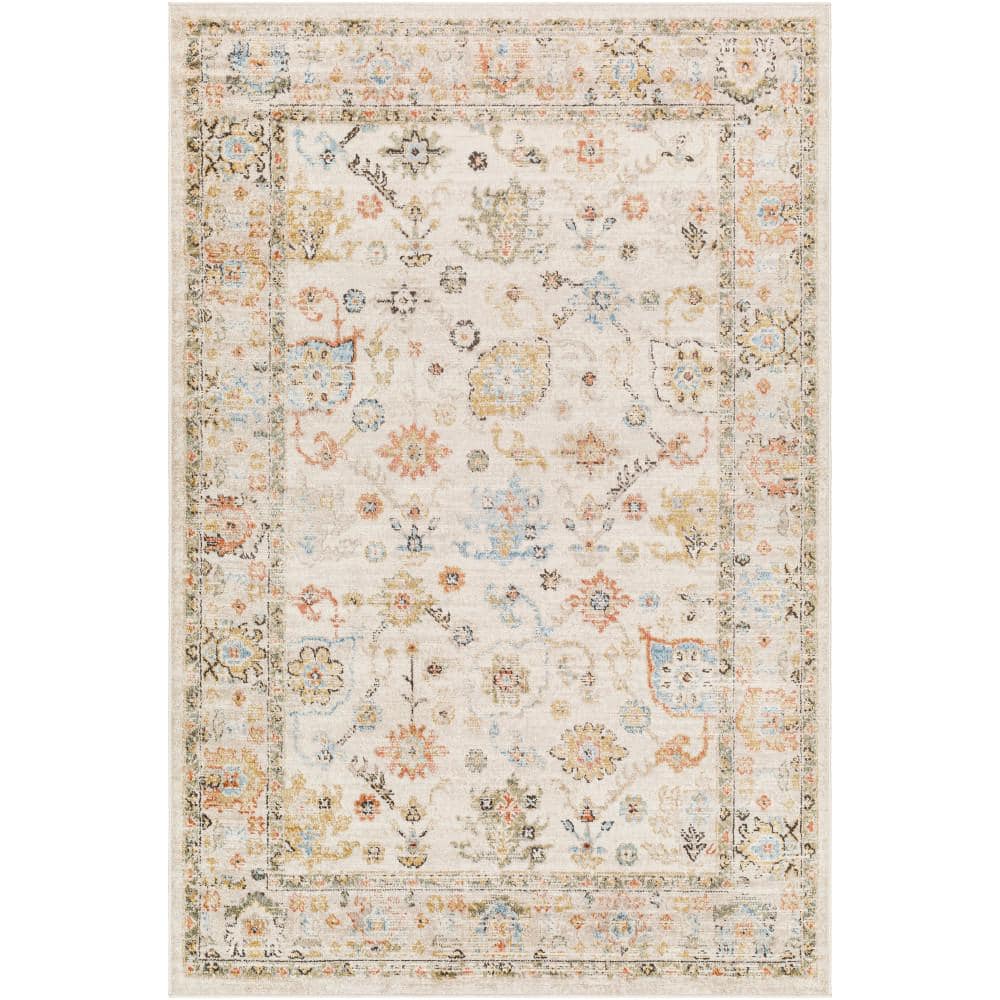 Livabliss Pertek Cream/Rust Border 5 ft. x 7 ft. Indoor Area Rug ...