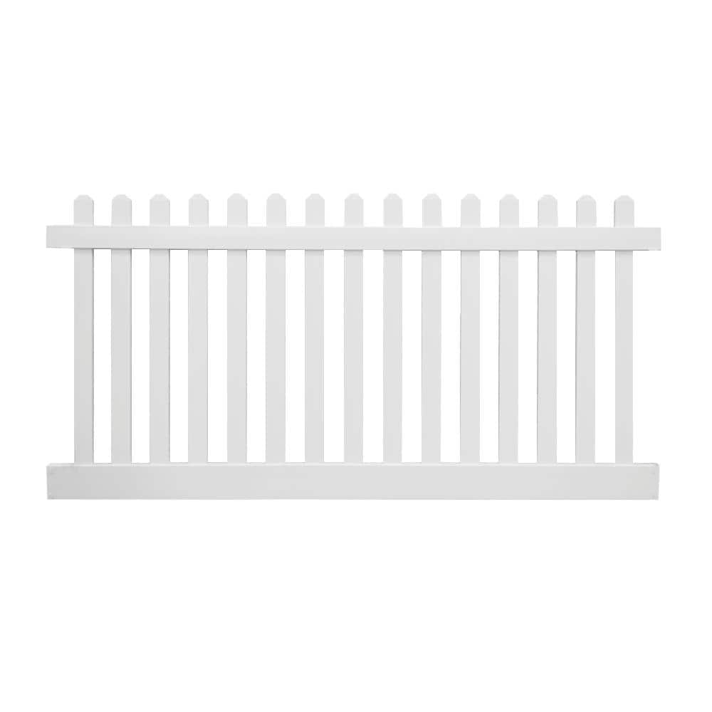 Weatherables Plymouth 5 ft. H x 8 ft. W White Vinyl Picket Fence Panel ...