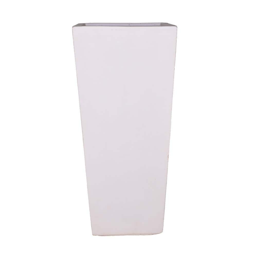 MPG 30 in. H Composite Tall Tapered Square Planter in Light Aged White ...