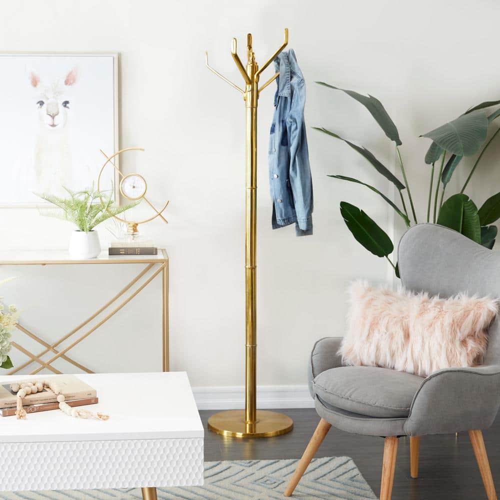 Litton Lane Gold Aluminum Contemporary Coat Rack 040038 - The Home Depot