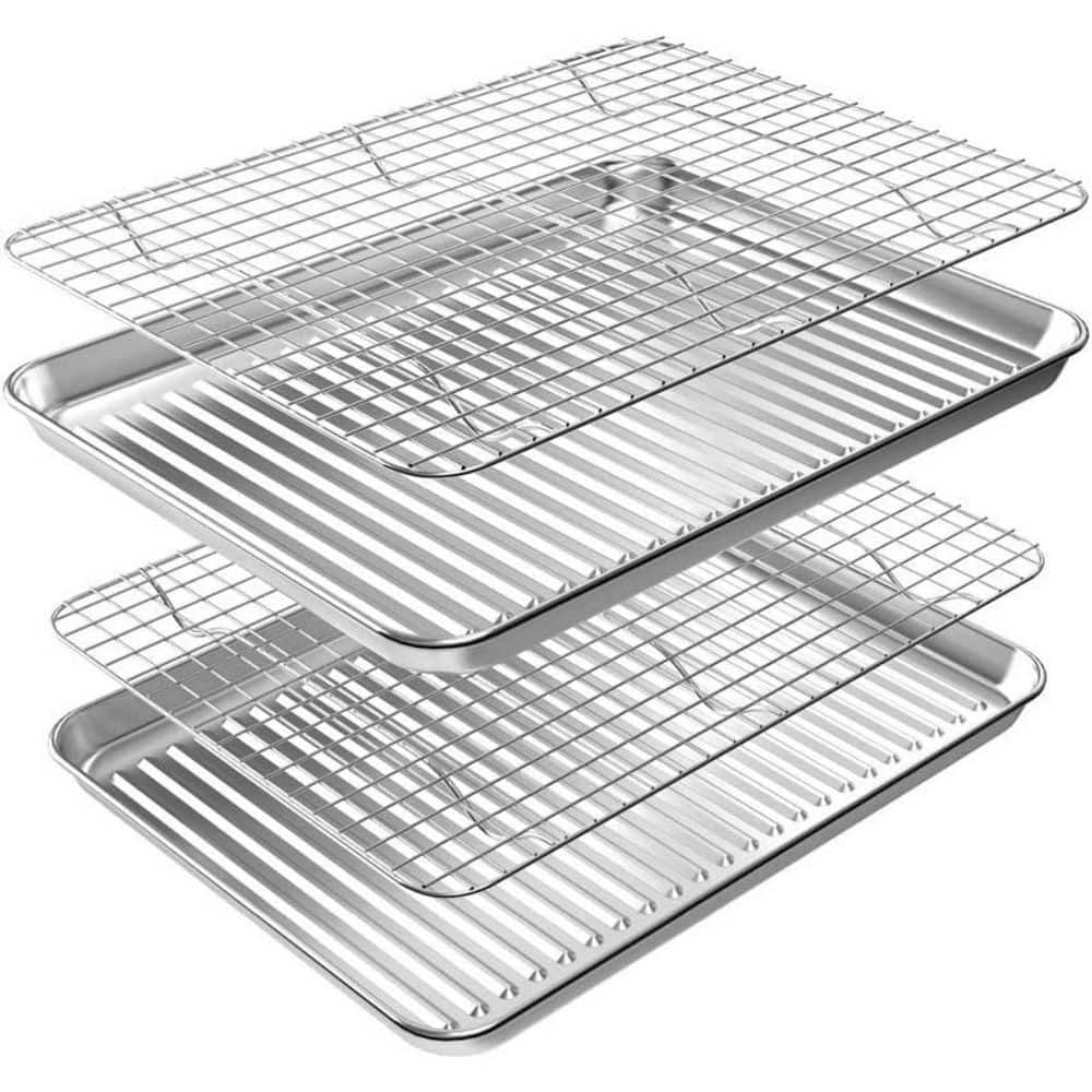 Numhew 4-Piece 16 in. x 12 in. x 1 in. Cake Pan Sets (2 Pans and 2 ...