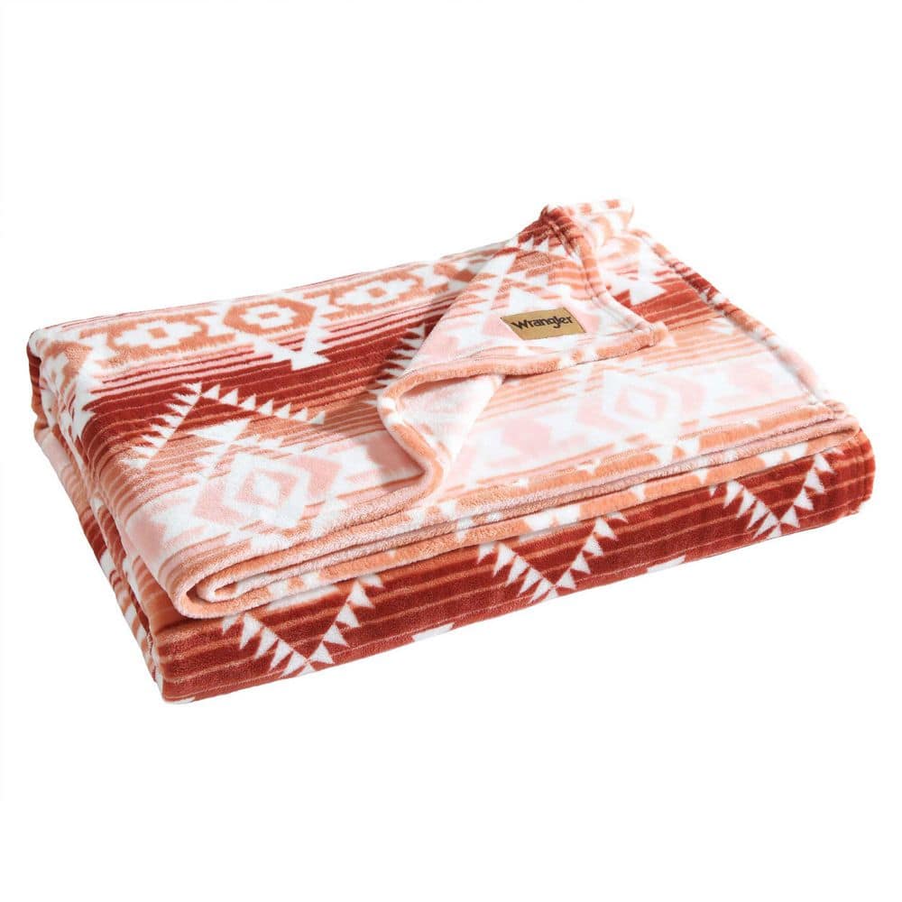 Wrangler Jericho Peach Peach Pink Ultra Soft Plush Fleece Twin Blanket ...