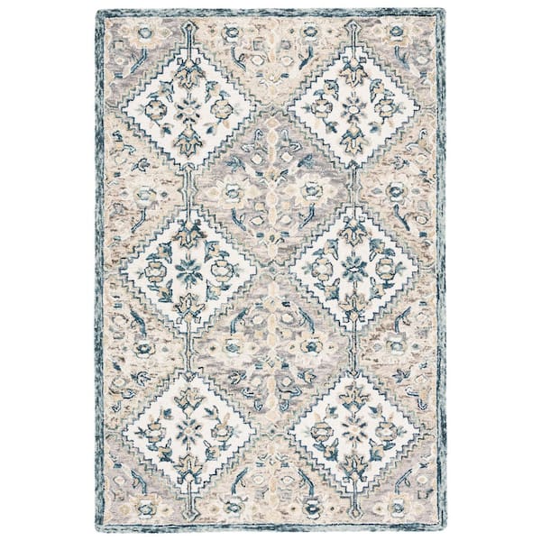 SAFAVIEH Aspen 8 ft. x 10 ft. Gray/Ivory Garden Diamond Area Rug ...
