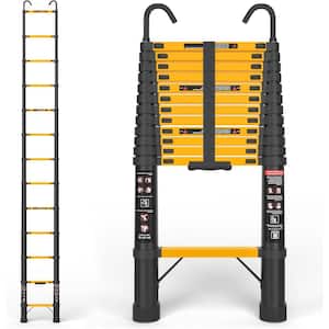12.5 ft. Reach Aluminum Collapsible Telescoping Ladder with 2-Triangle ...