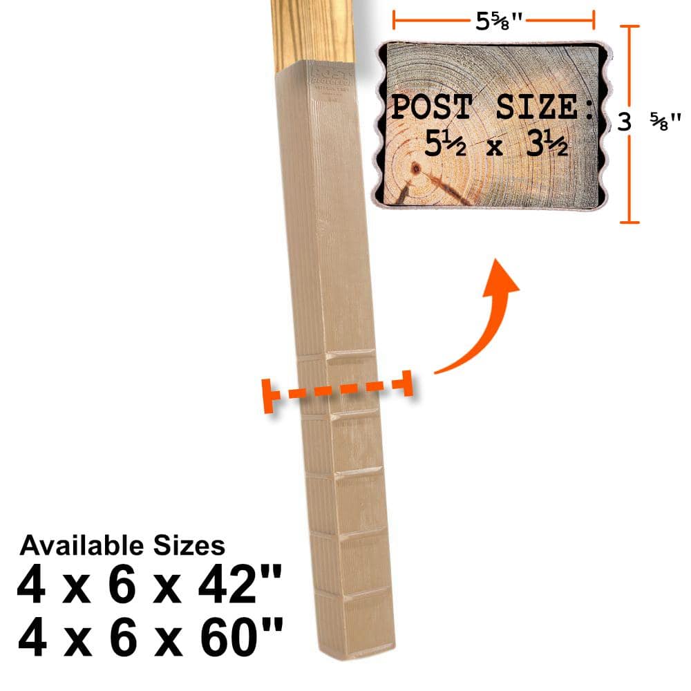 Post Protector 4 in. x 6 in. x 42 in. In-Ground Fence Post Decay ...