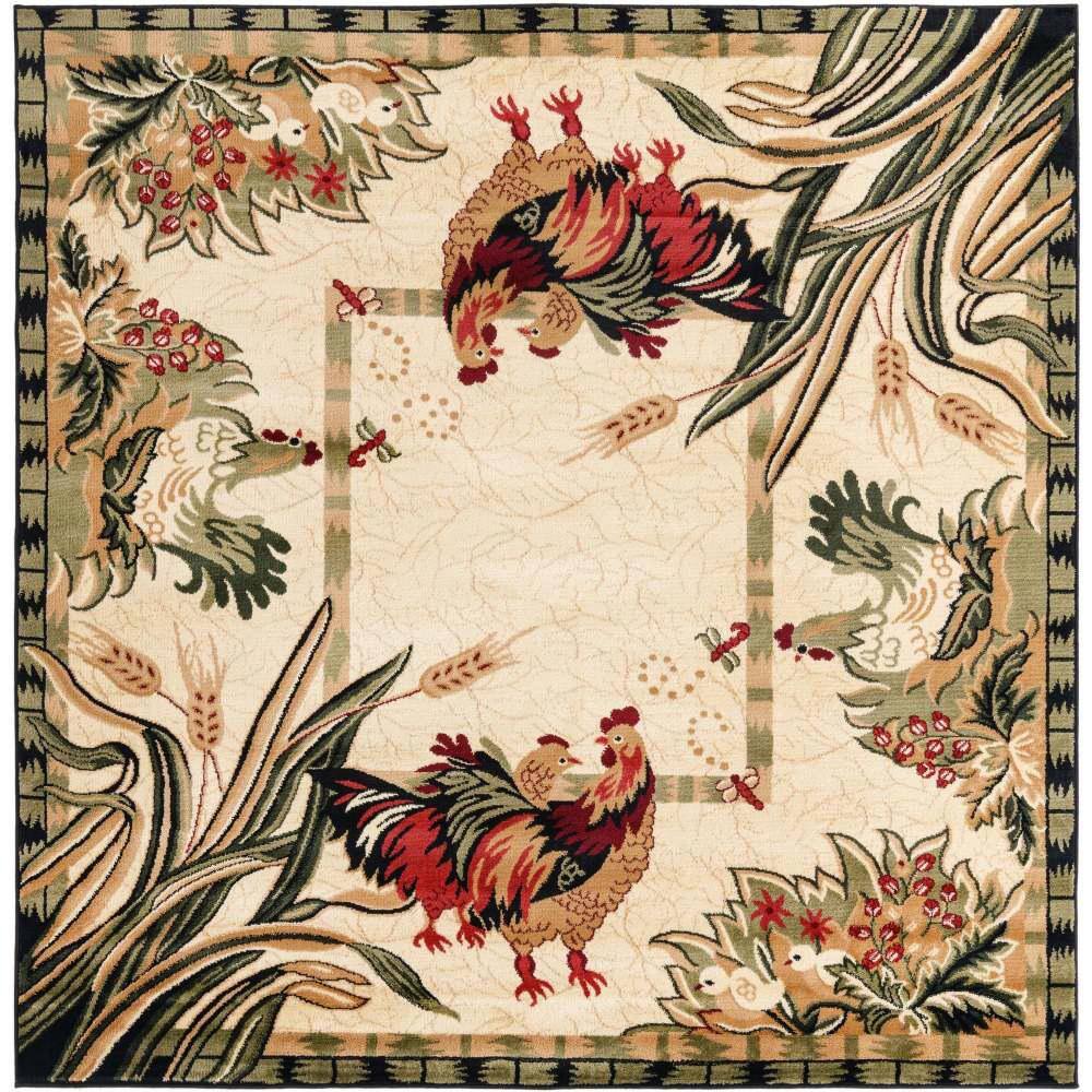 Unique Loom Barnyard Farm Cream 7' 1 x 7' 1 Area Rug 3183455 - The Home ...