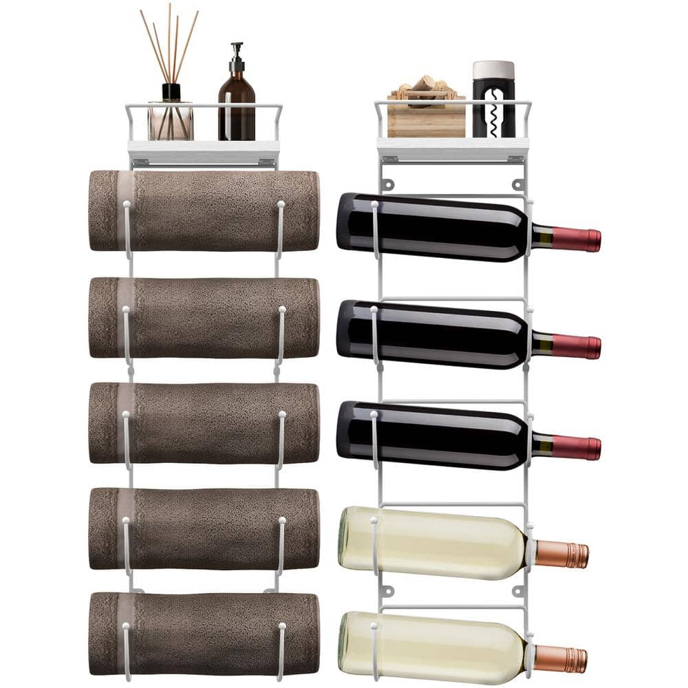 Sorbus 32 in. Towel Holder 5-Tier Wall Mounted Towel Rack in White TWL ...