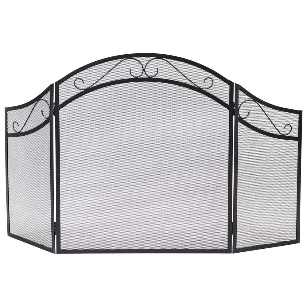 Sunnydaze Steel Elegant Scroll 3-Panel Fireplace Screen GWC-494 - The ...