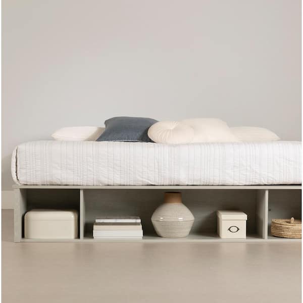 South Shore Avilla White Particle Board Frame King Size Platform Bed With Basket Storage 16457