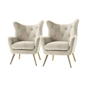 JAYDEN CREATION Jacob Golden Leg Teal Wingback Chair with Tufted Back ...