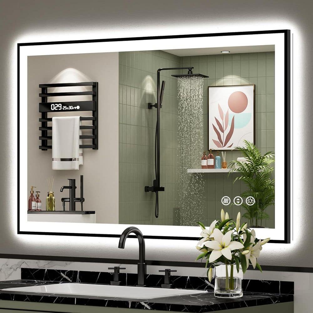 KIOTEE 44 in. W x 30 in. H Rectangular Framed Front and Back LED ...