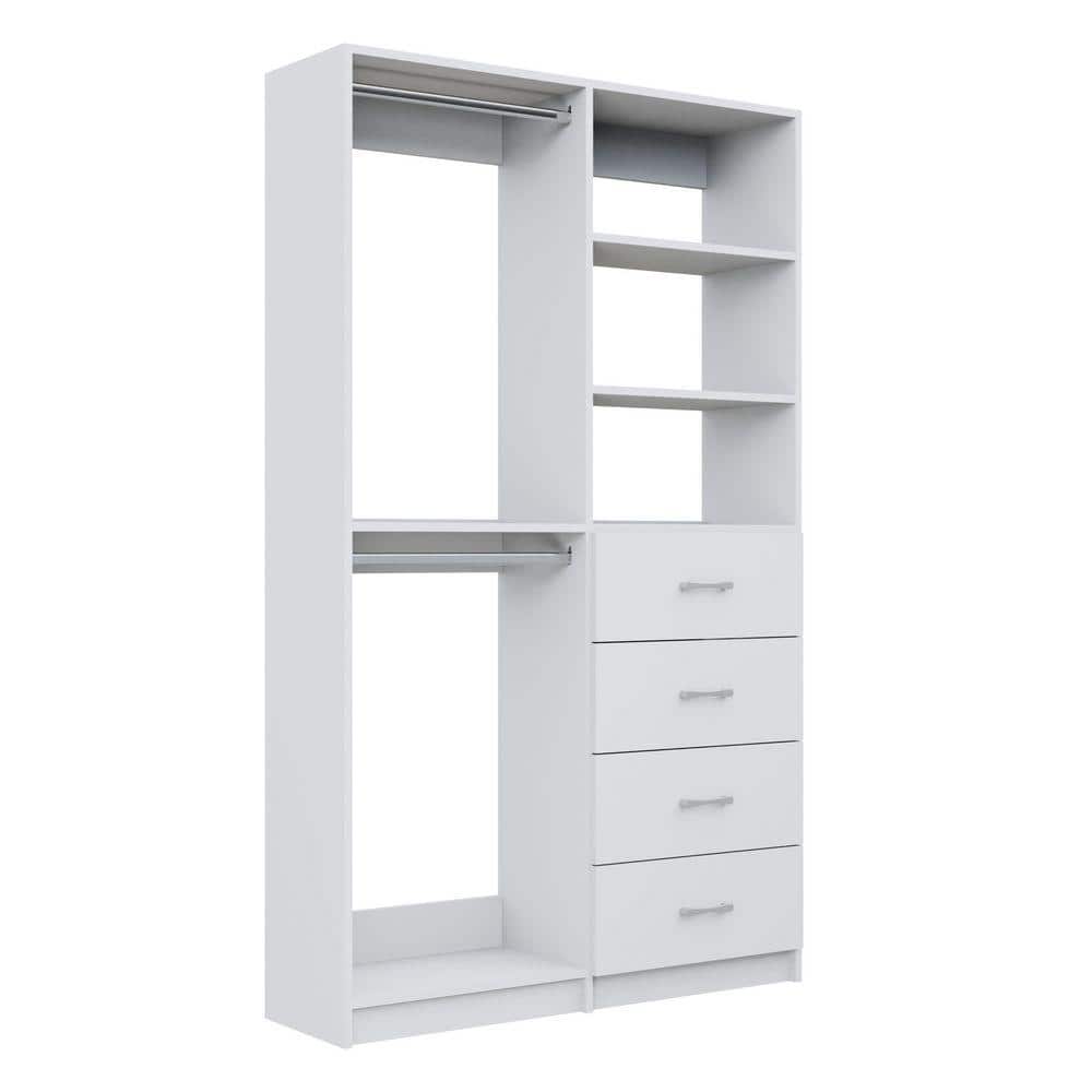 MODULAR CLOSETS Alto 56.25 in. W White Double Hang and 4-Drawer Tower ...