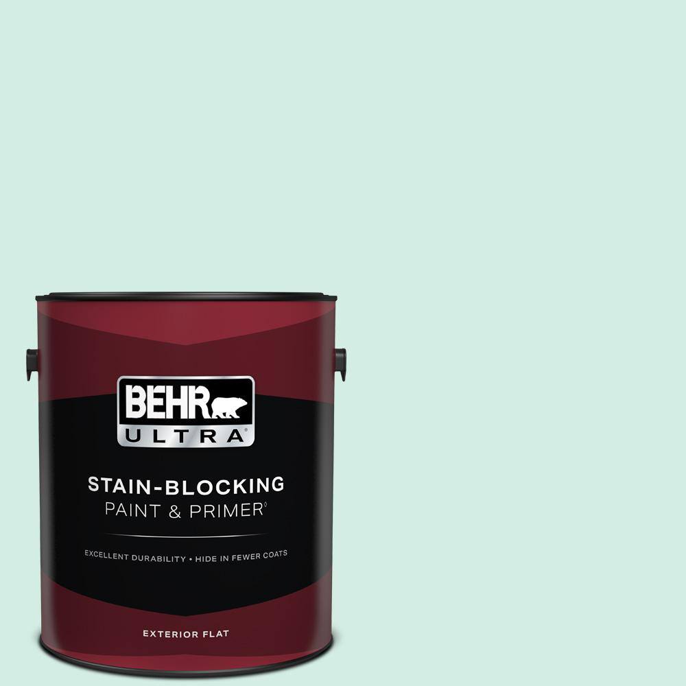 BEHR ULTRA 1 gal. #490C-2 Adriatic Mist Flat Exterior Paint & Primer ...