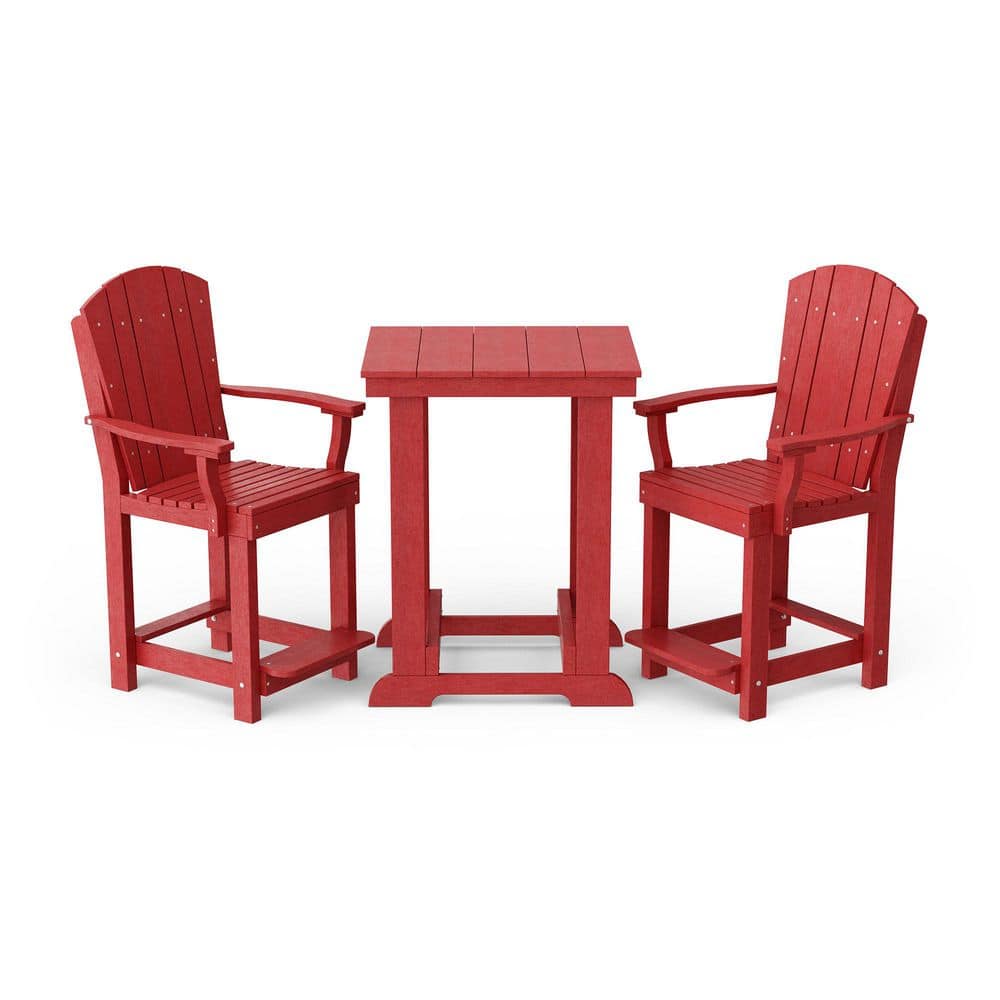 Wildridge Heritage 3-Piece Cardinal Red HDPE Plastic Outdoor Patio ...