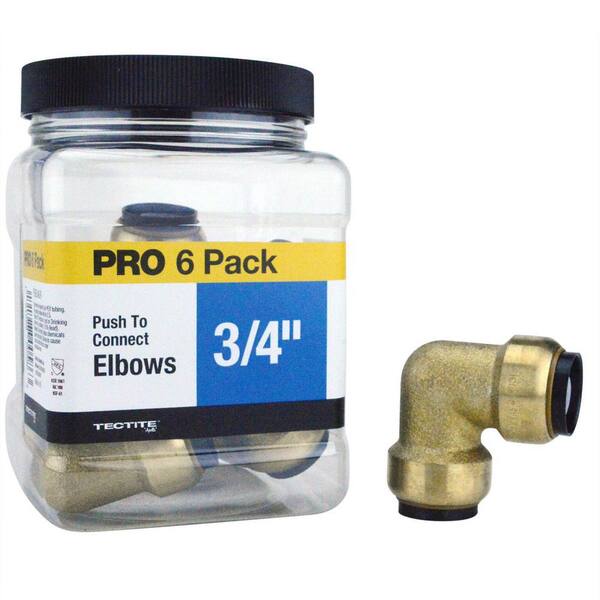 Tectite 3/4 in. Brass Push-To-Connect 90-Degree Elbow Pro Pack (6-Pack) FSBE346JR - The Home Depot